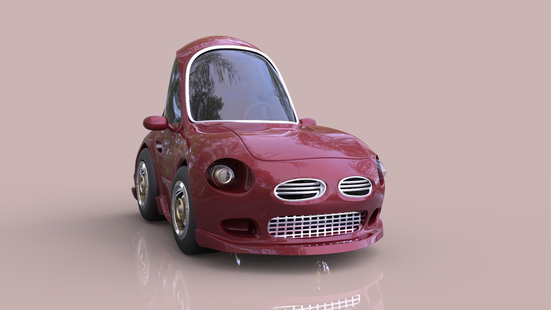 ArtStation - Cartoon Cherry Red Stylized Car