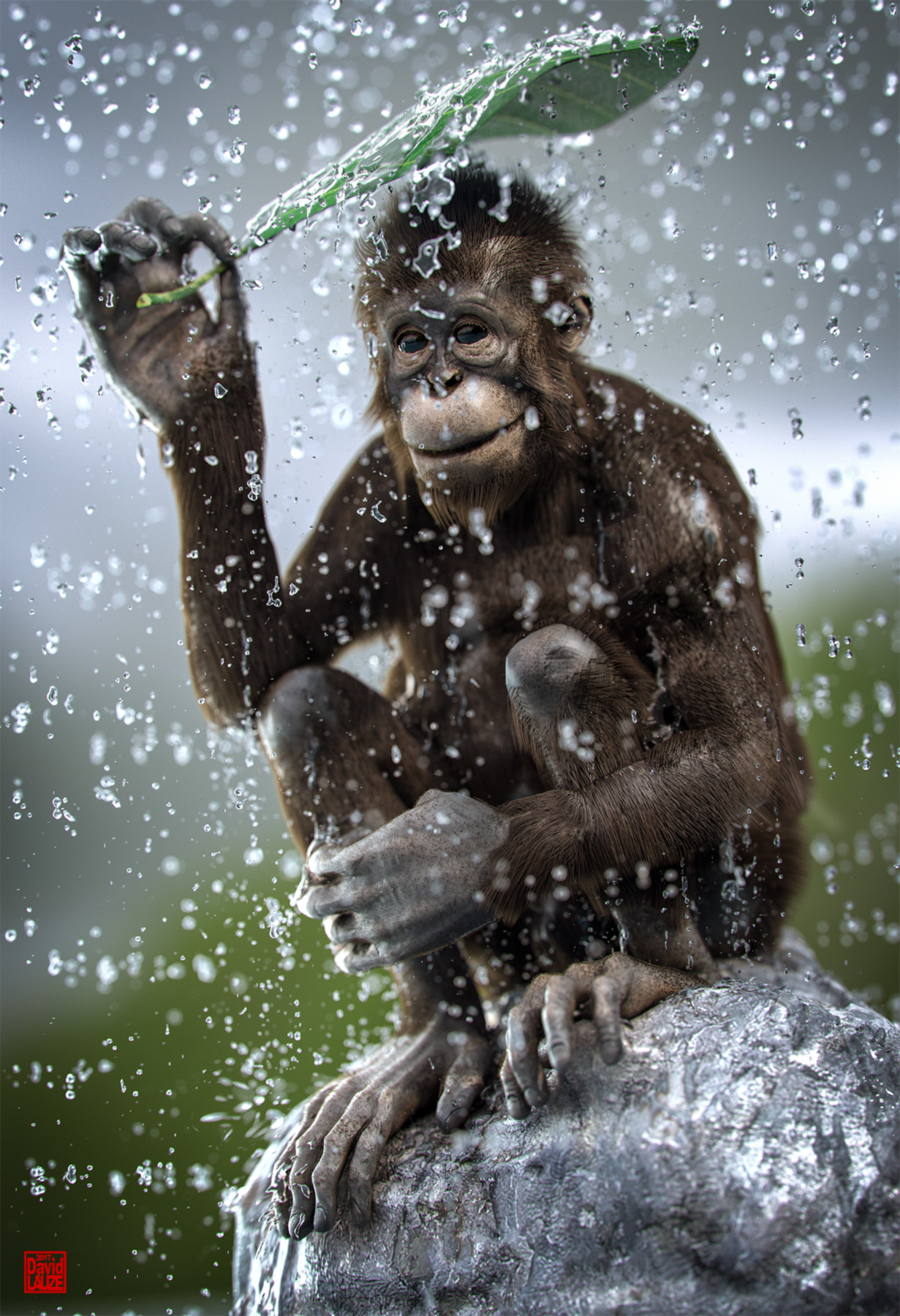 ArtStation - Monkey over the rain