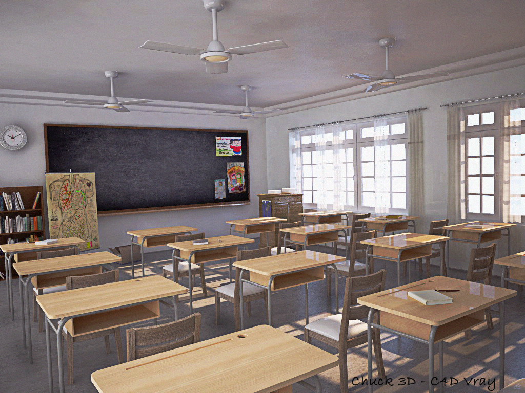 ArtStation - clasroom cinema 4d vray