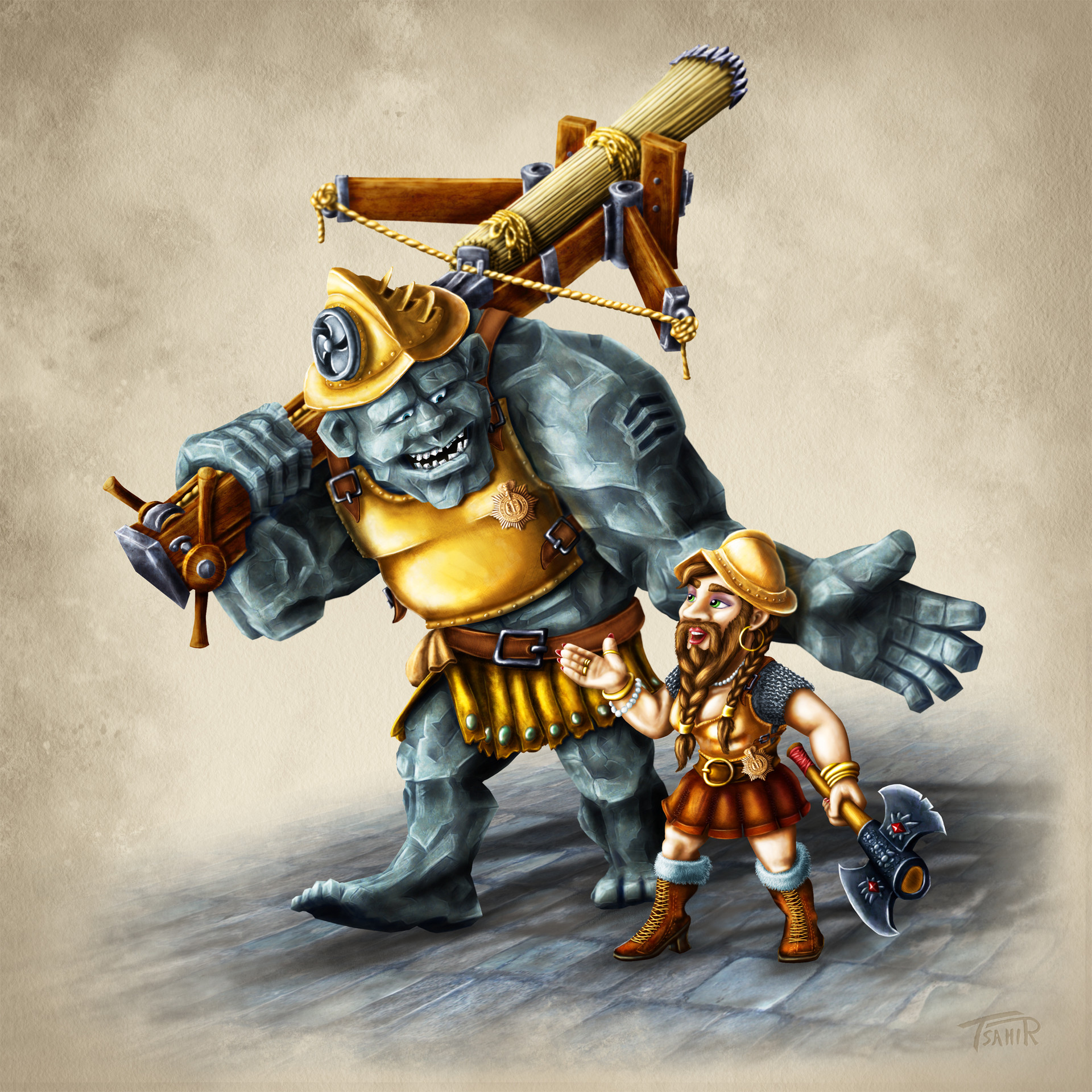 ArtStation - Discworld fanart - Detritus and Cheery Littlebottom