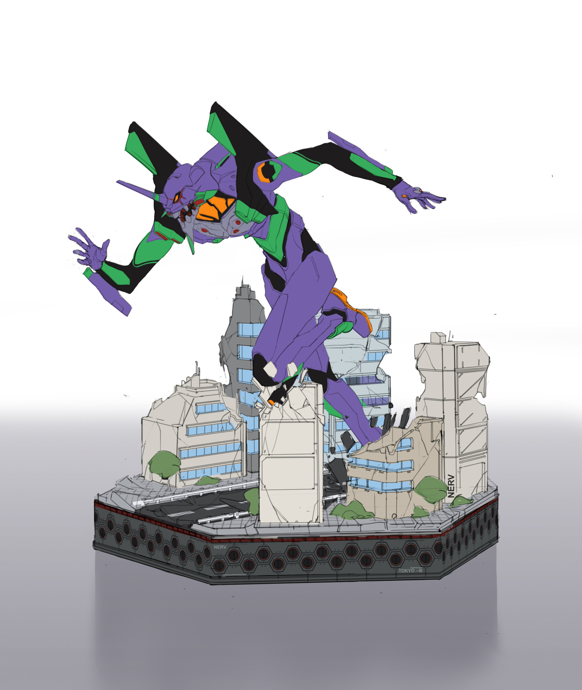 ArtStation - Eva 01 STATUE concept art , Pedro Dutra