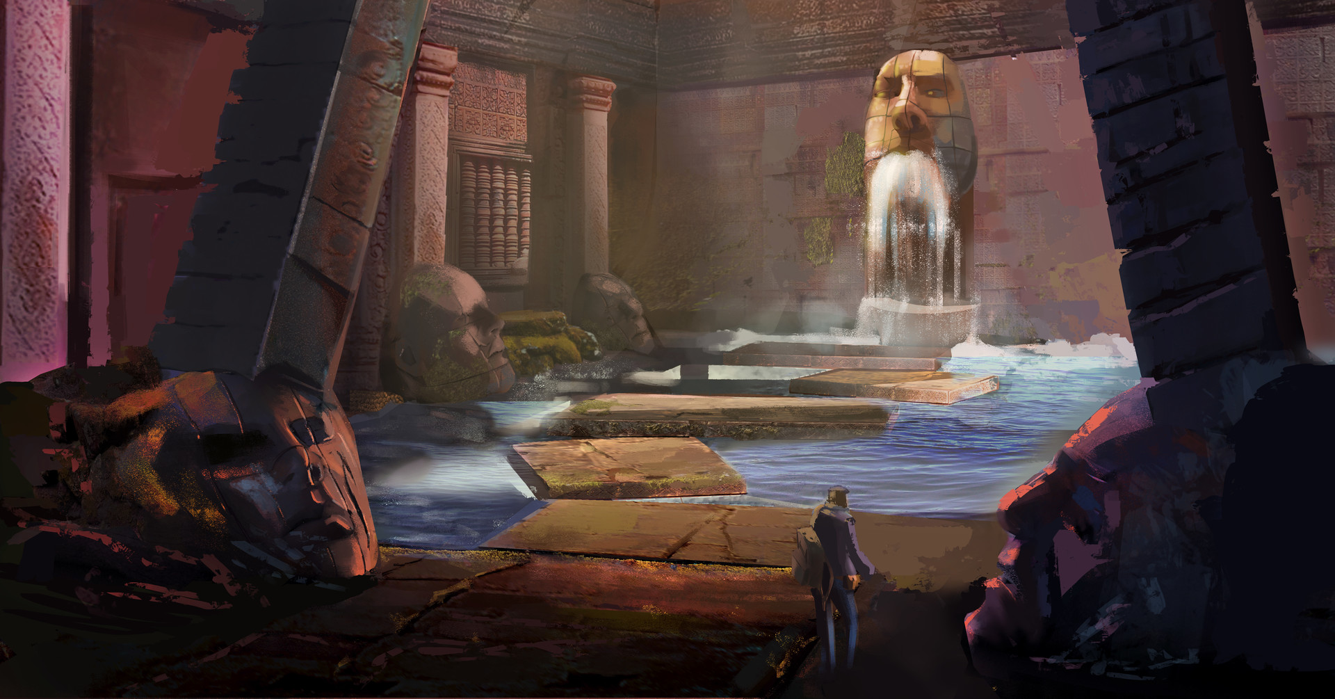 ArtStation - Temple Waterfall