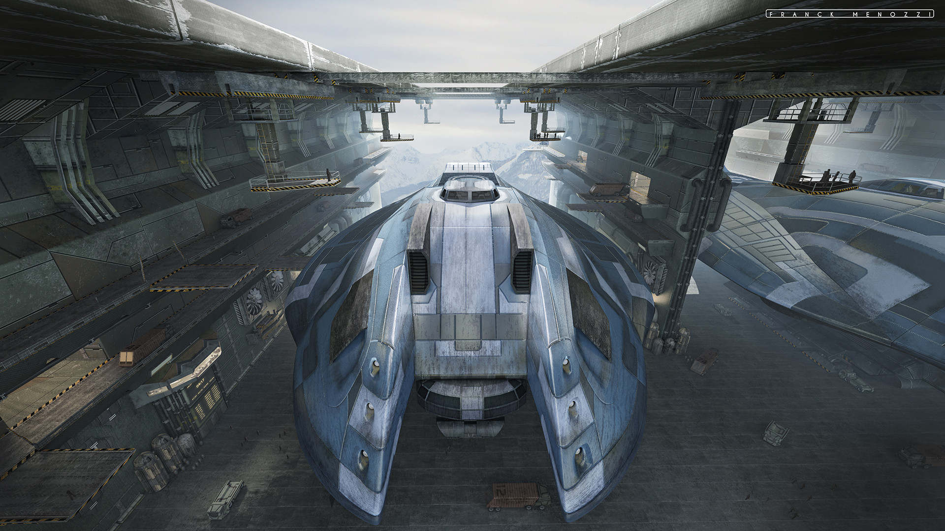 ArtStation - BSS-210 in spaceship hangar - 01.
