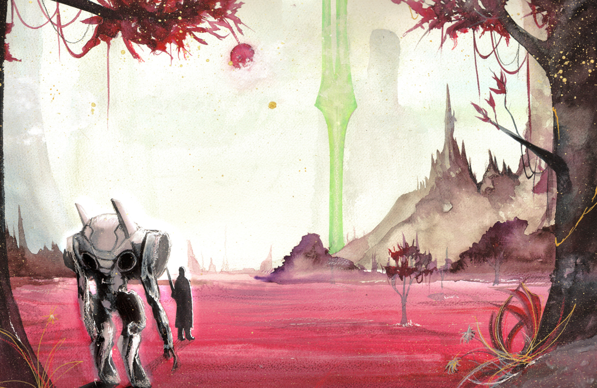 ArtStation - Watercolor Scifi Mech Planet