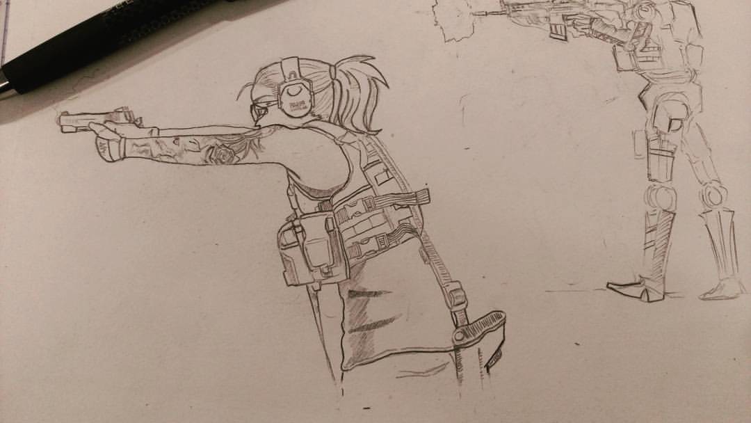 Gun Girl Sketch