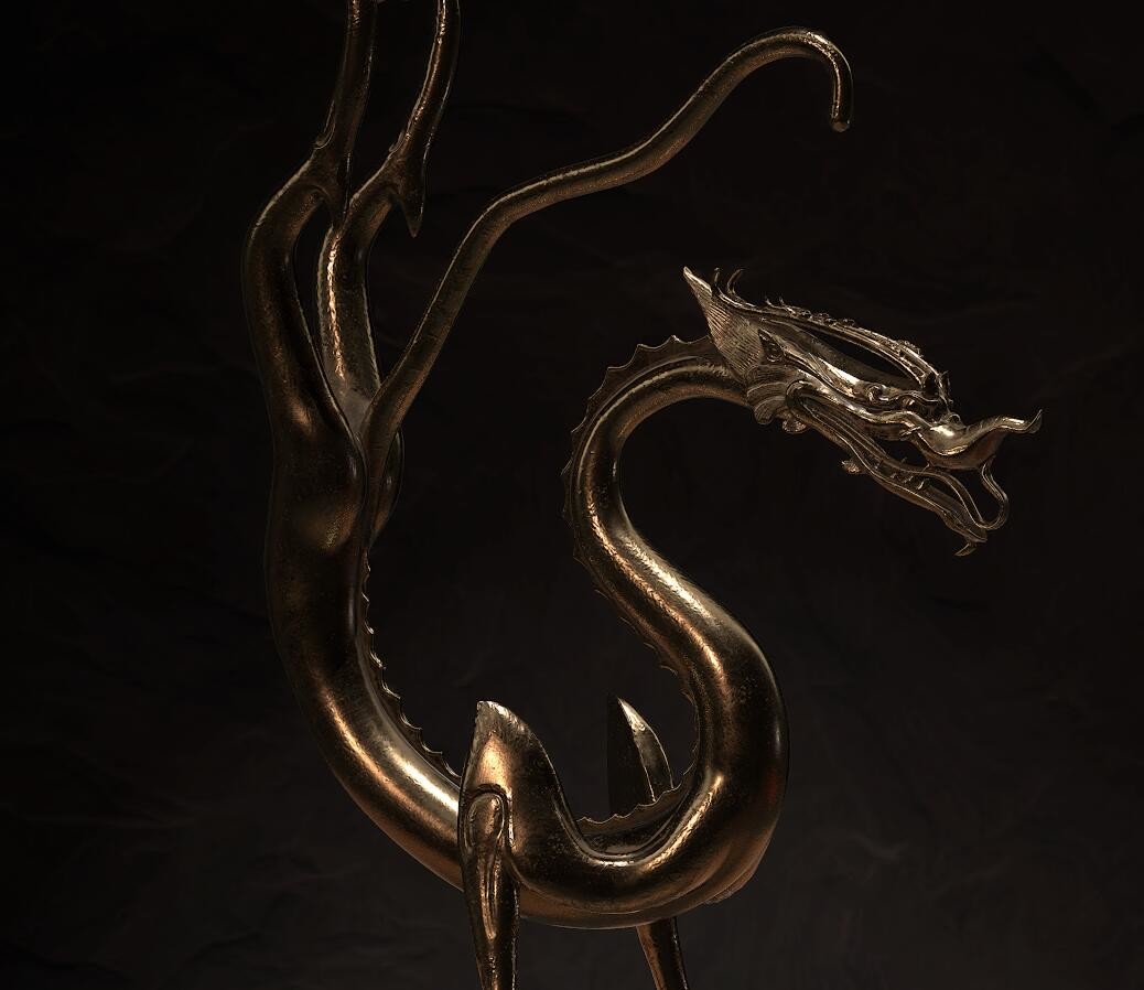 ArtStation - Gilded bronze dragon