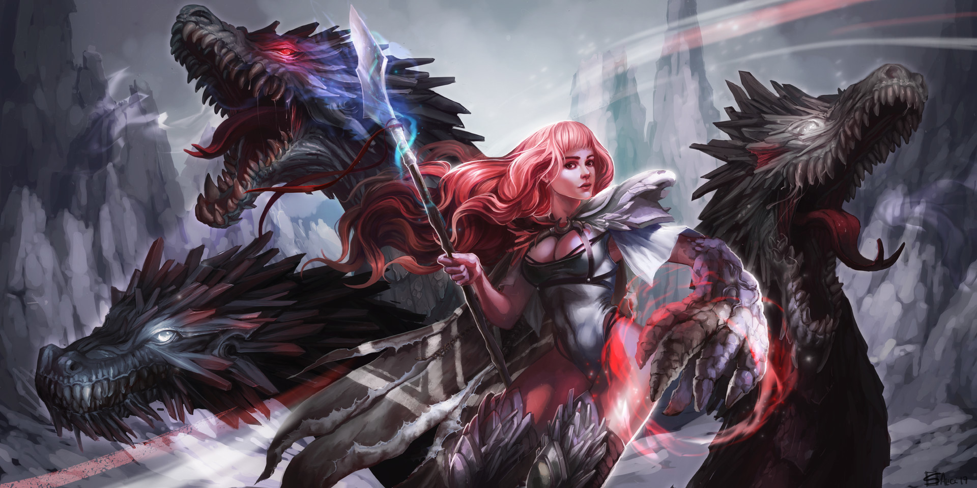 ArtStation - Lady with Dragons