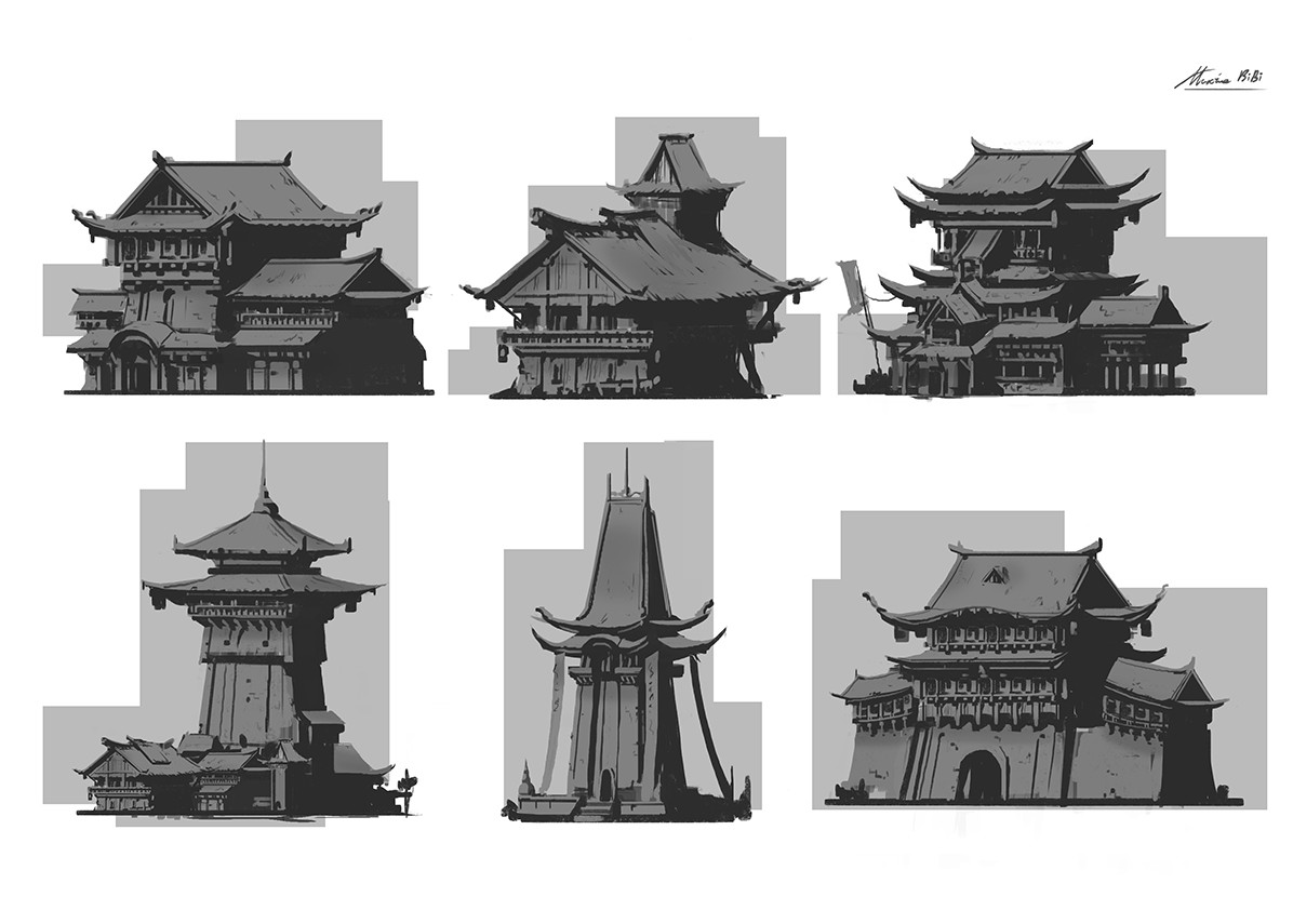 ArtStation - Sketchs - Chinese house