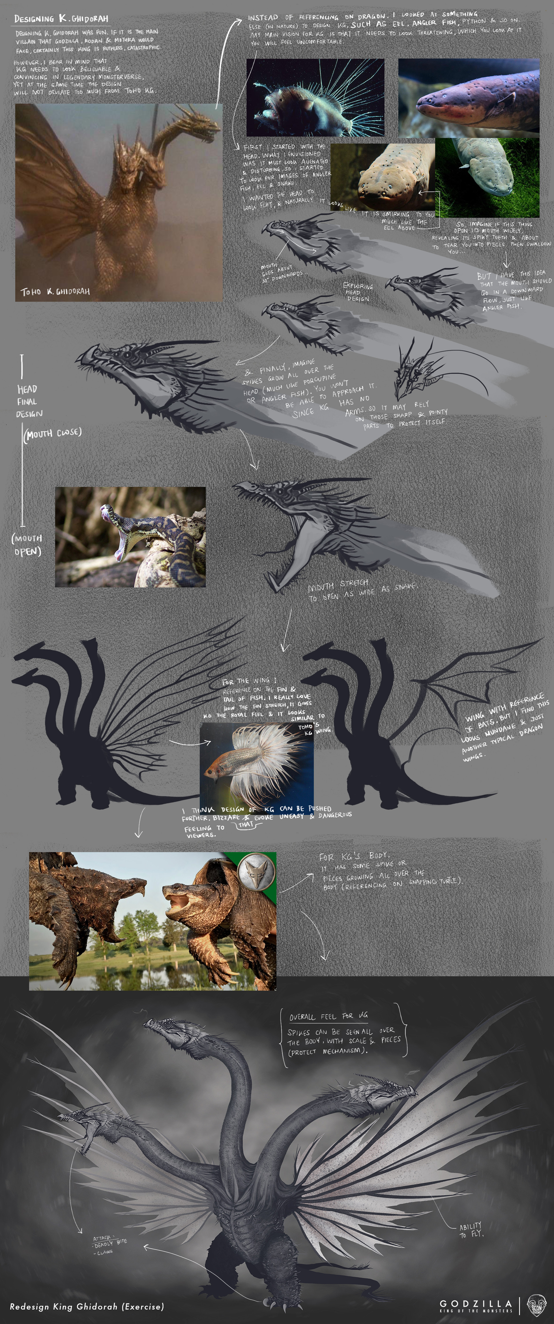 Sean Chong - Re-design King Ghidorah, Mothra & Rodan