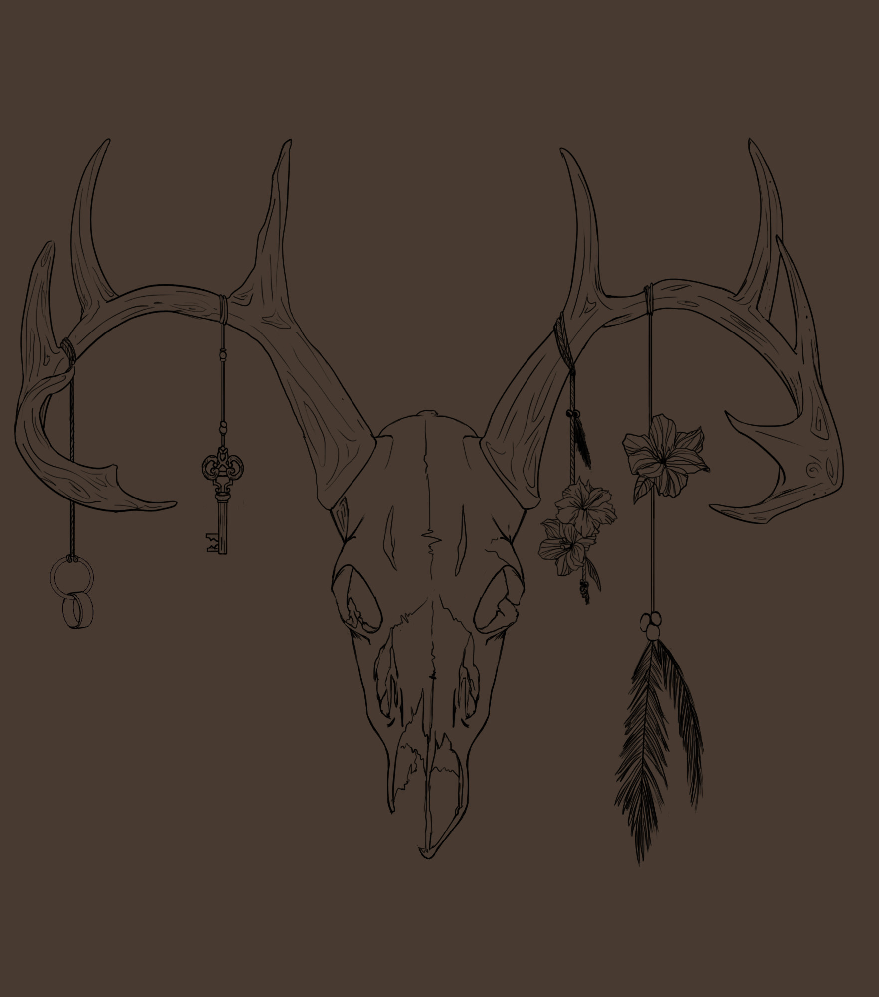 how to draw deer skull