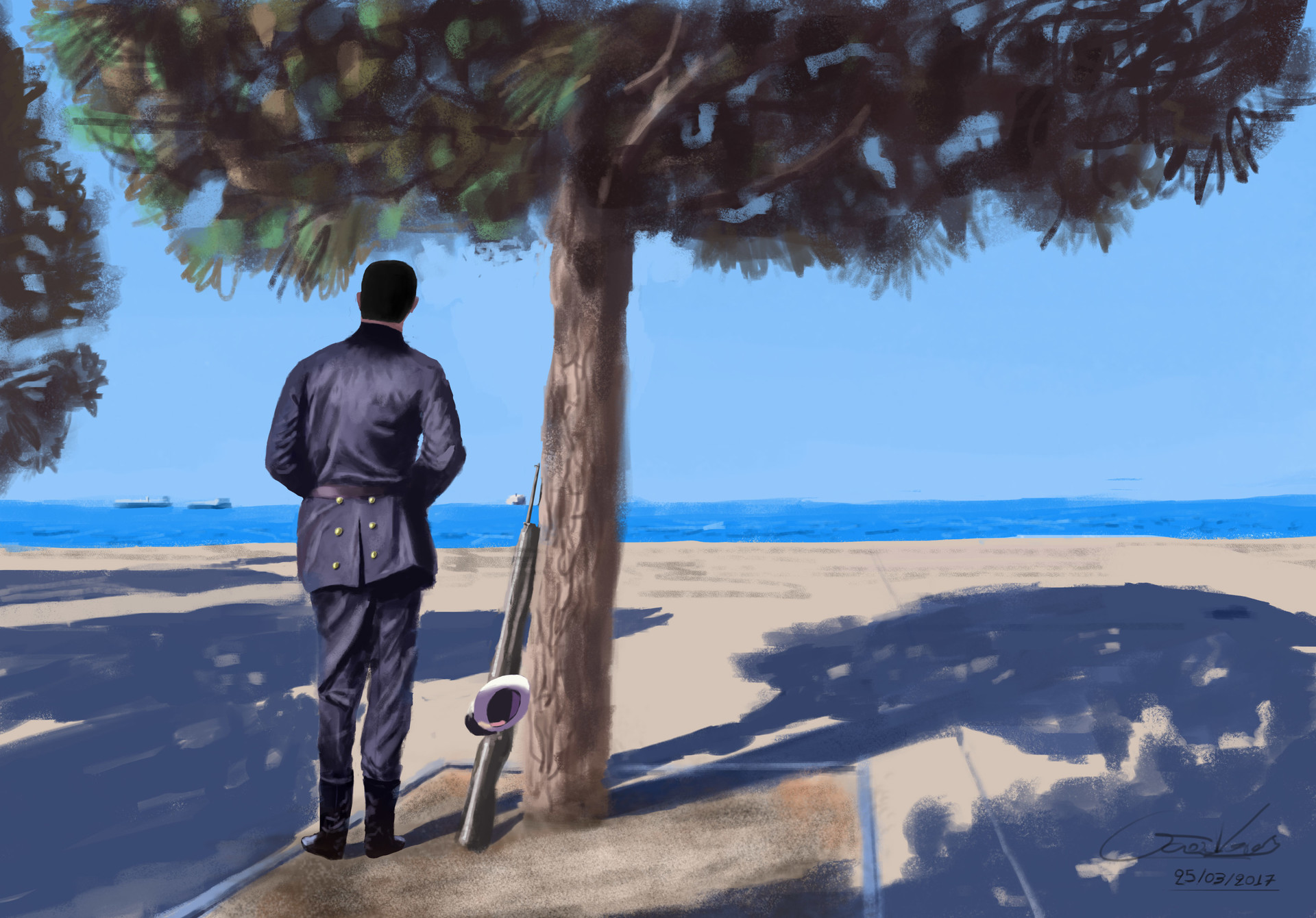 ArtStation - GREEK NAVY SOLDIER STARING AT THERMAIKOS PORT