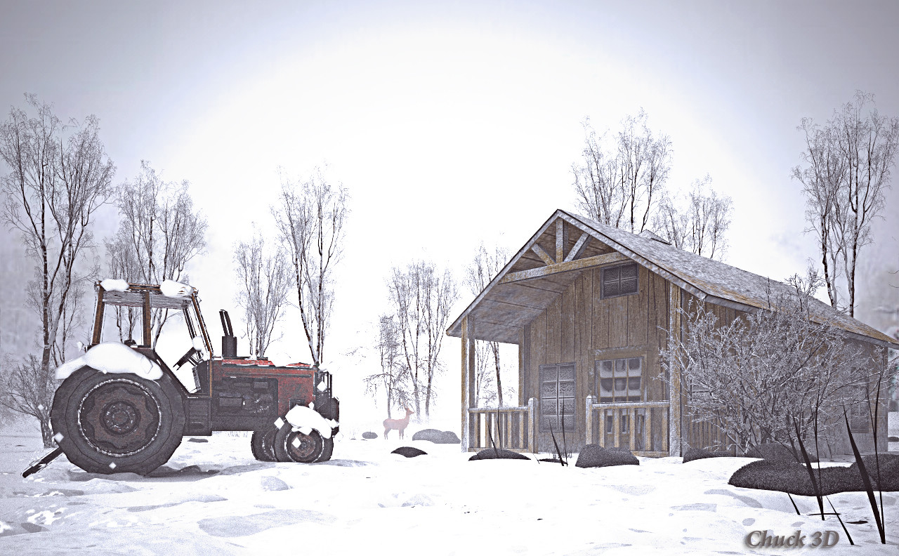 ArtStation - Frozen tractor.- Inventing with librerias.- Vray.-