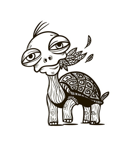 ArtStation - Turtle with leaves in the mouth,