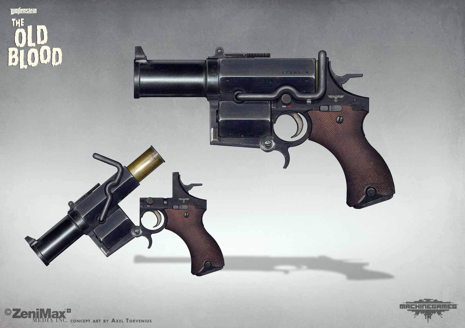Axel Torvenius - Concept art Wolfenstein The Old Blood - Kampfpistol