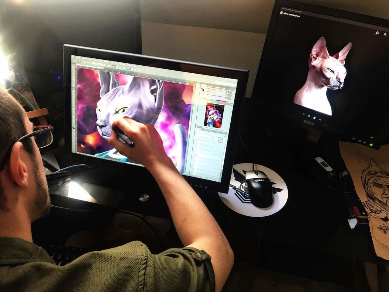 luc Chatelain - Beerus realistic Beerus and Tattooed Beerus Commission