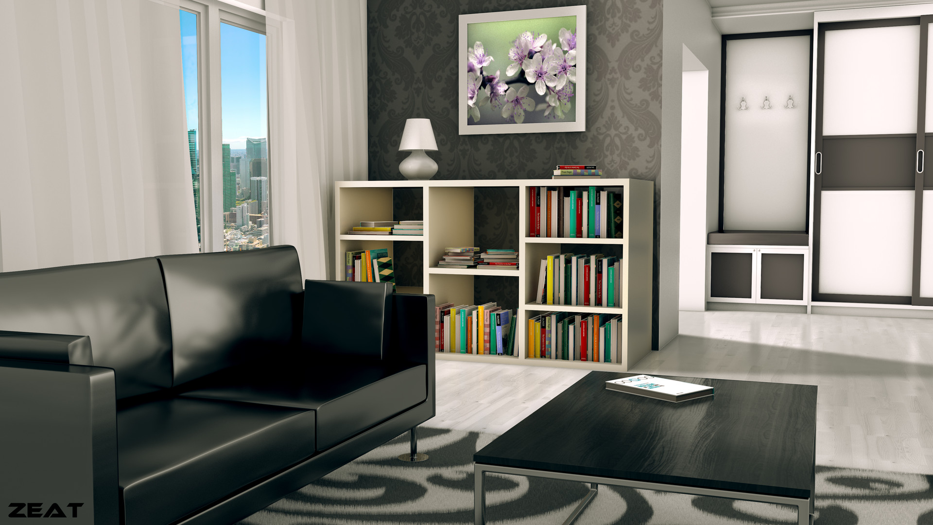 ArtStation - Living room with books