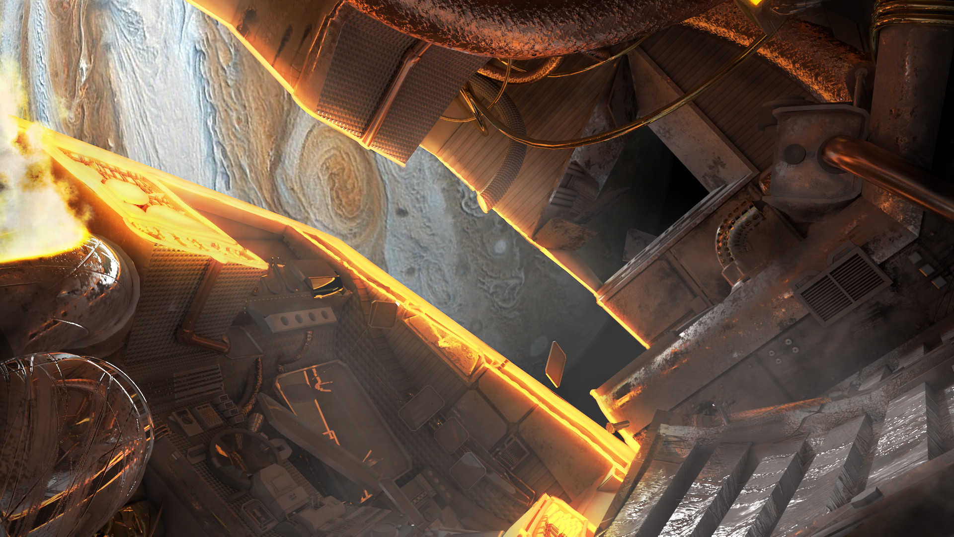 broken spaceship interior