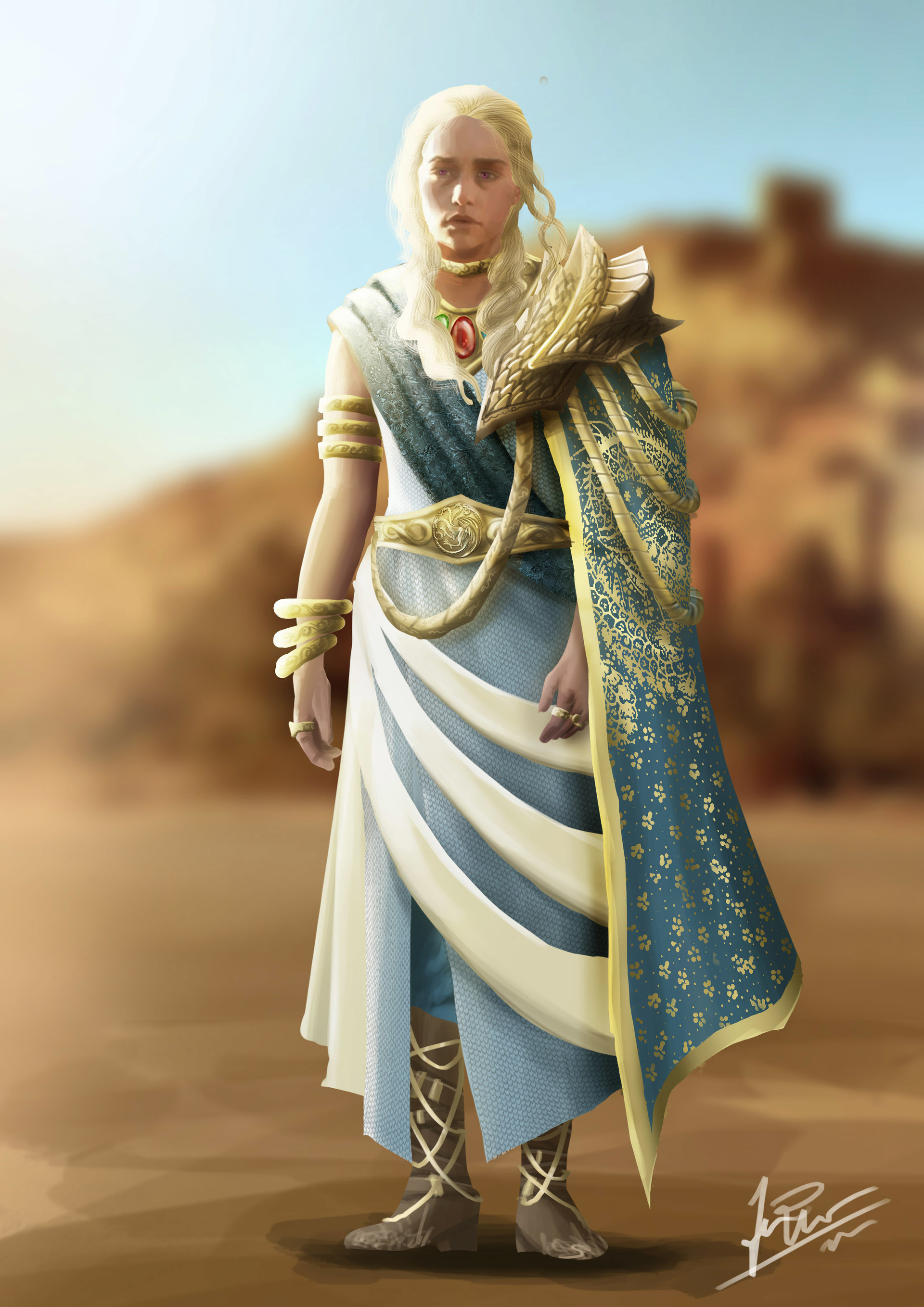 ArtStation - Daenerys Targaryen in Azure Valyrian Regalia