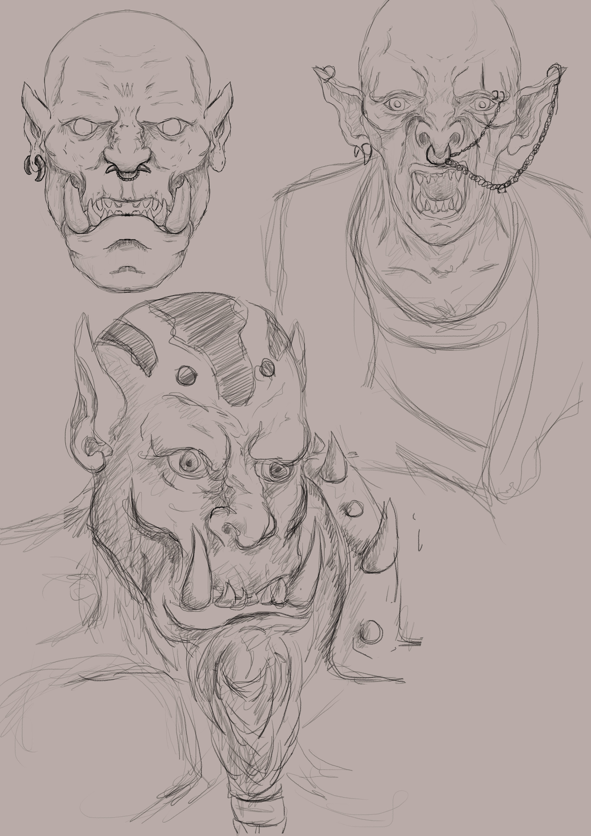 ArtStation - Quick Orc Sketches b4 bed...