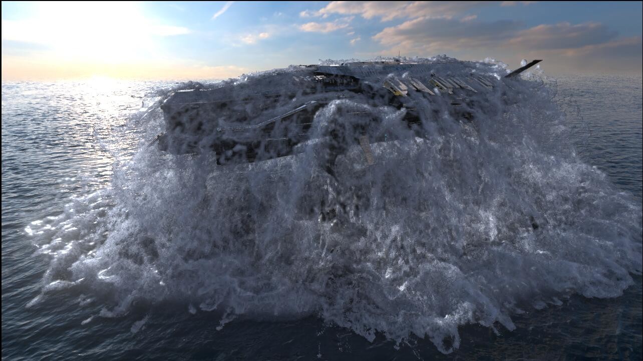 ArtStation - Houdini16 Ocean Flip Spaceship Rise test