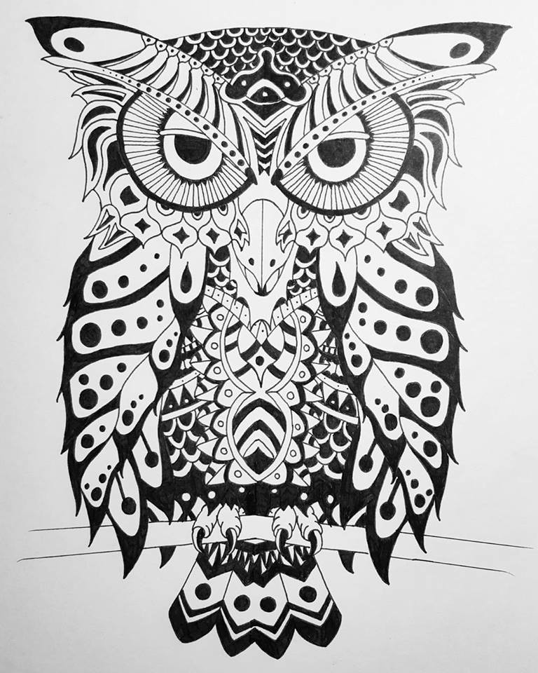 how to draw symmetrical owl