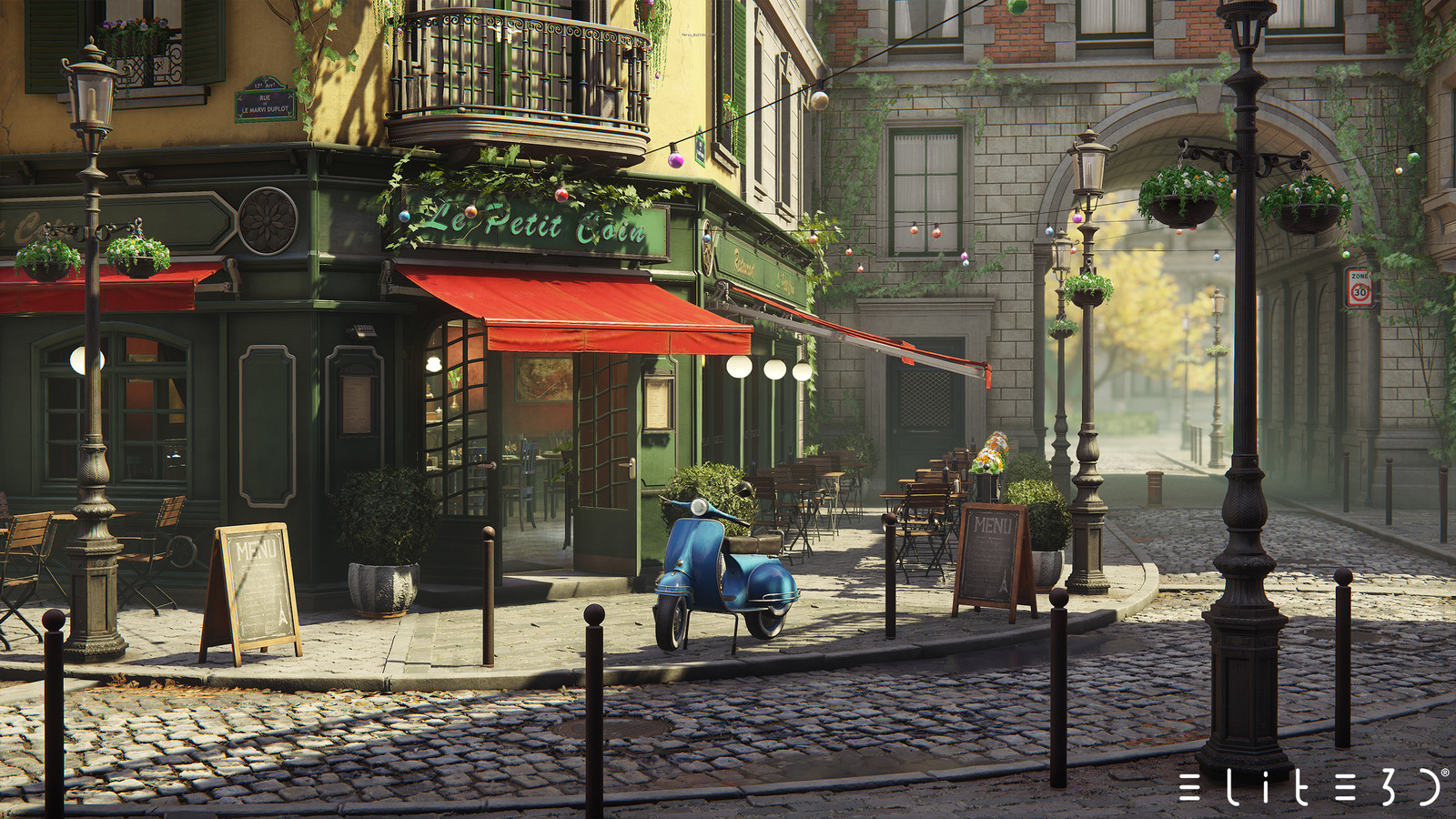 elite3d studio - "Bistro Scene" created for Amazon Lumberyard Engine.