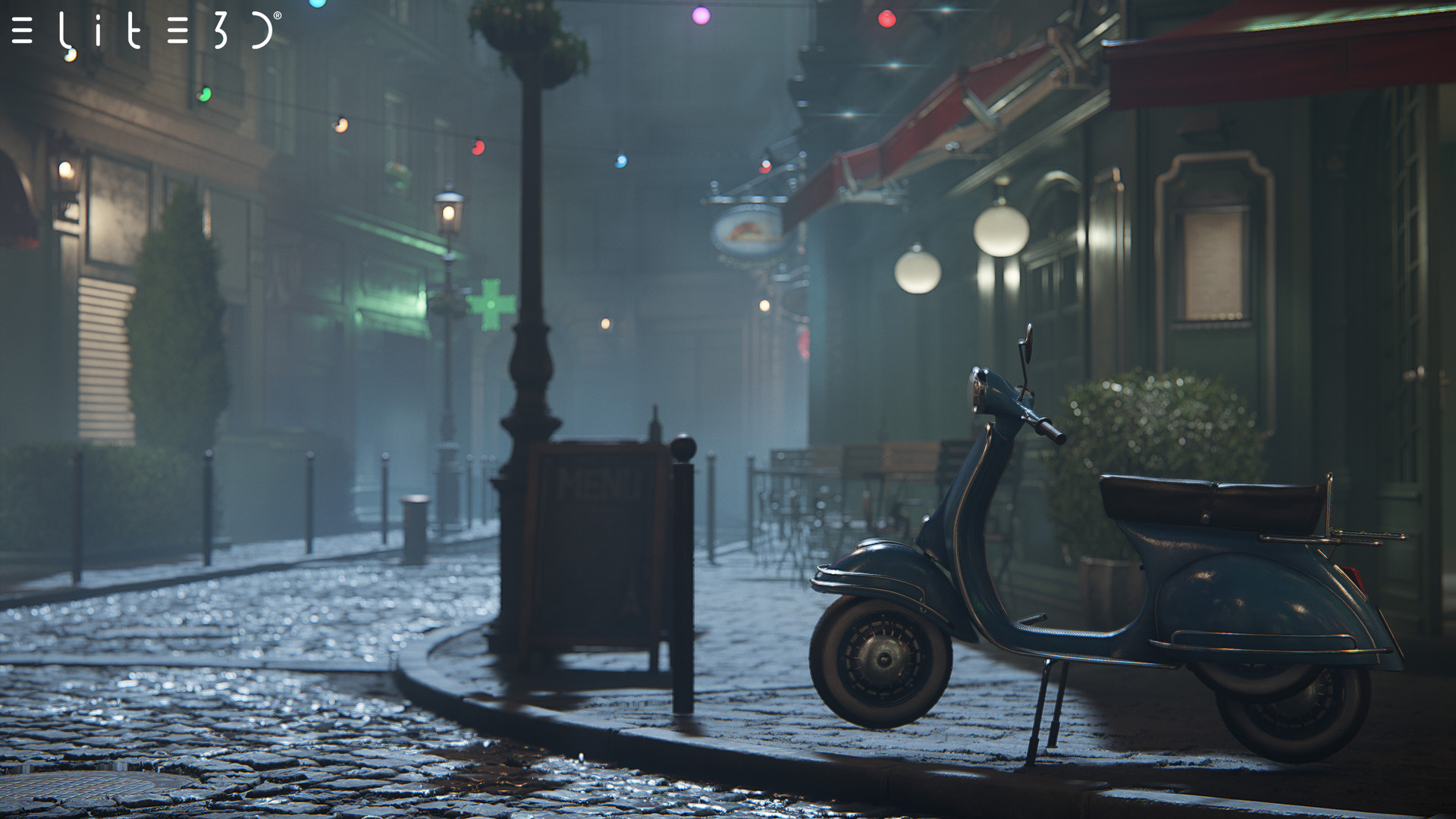 elite3d studio - "Bistro Scene" created for Amazon Lumberyard Engine.