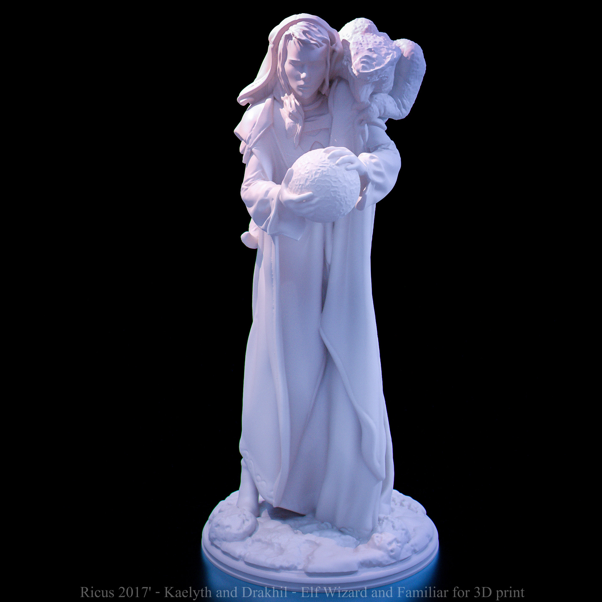 ArtStation - Elf Wizard and familiar, digital sculpt for small figurine ...