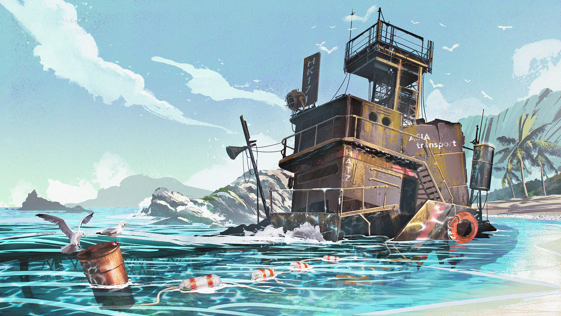 ArtStation - Colorful beach