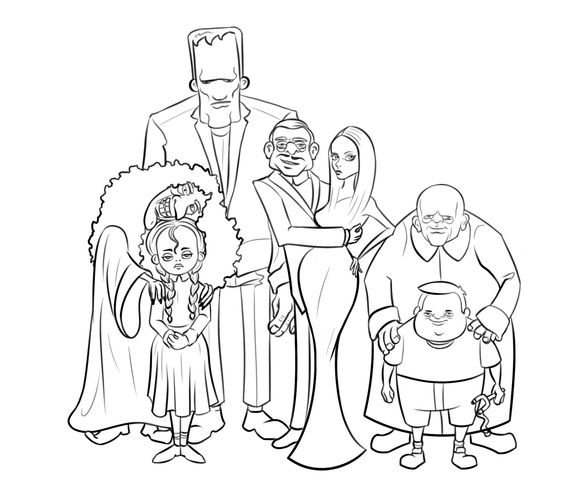 addams family cartoon coloring pages