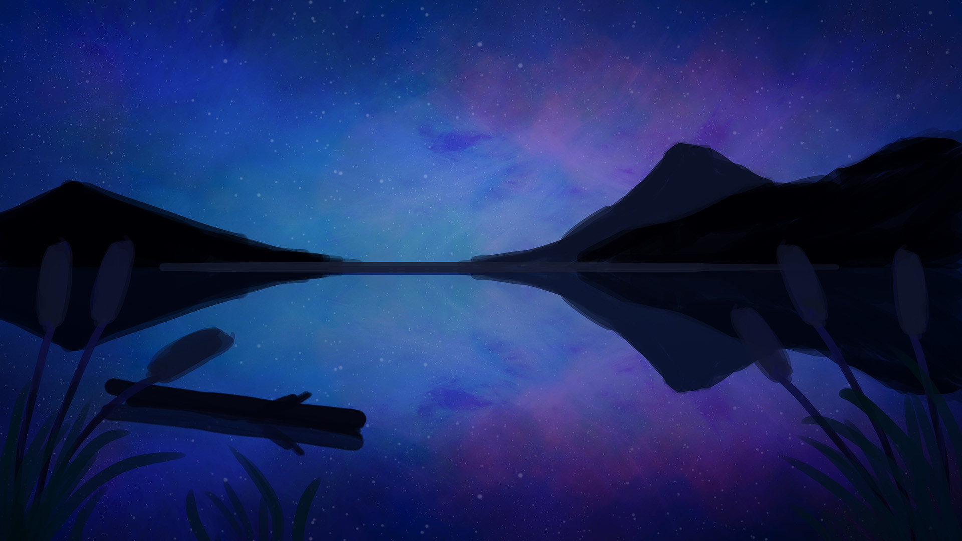 how to draw a lake at night