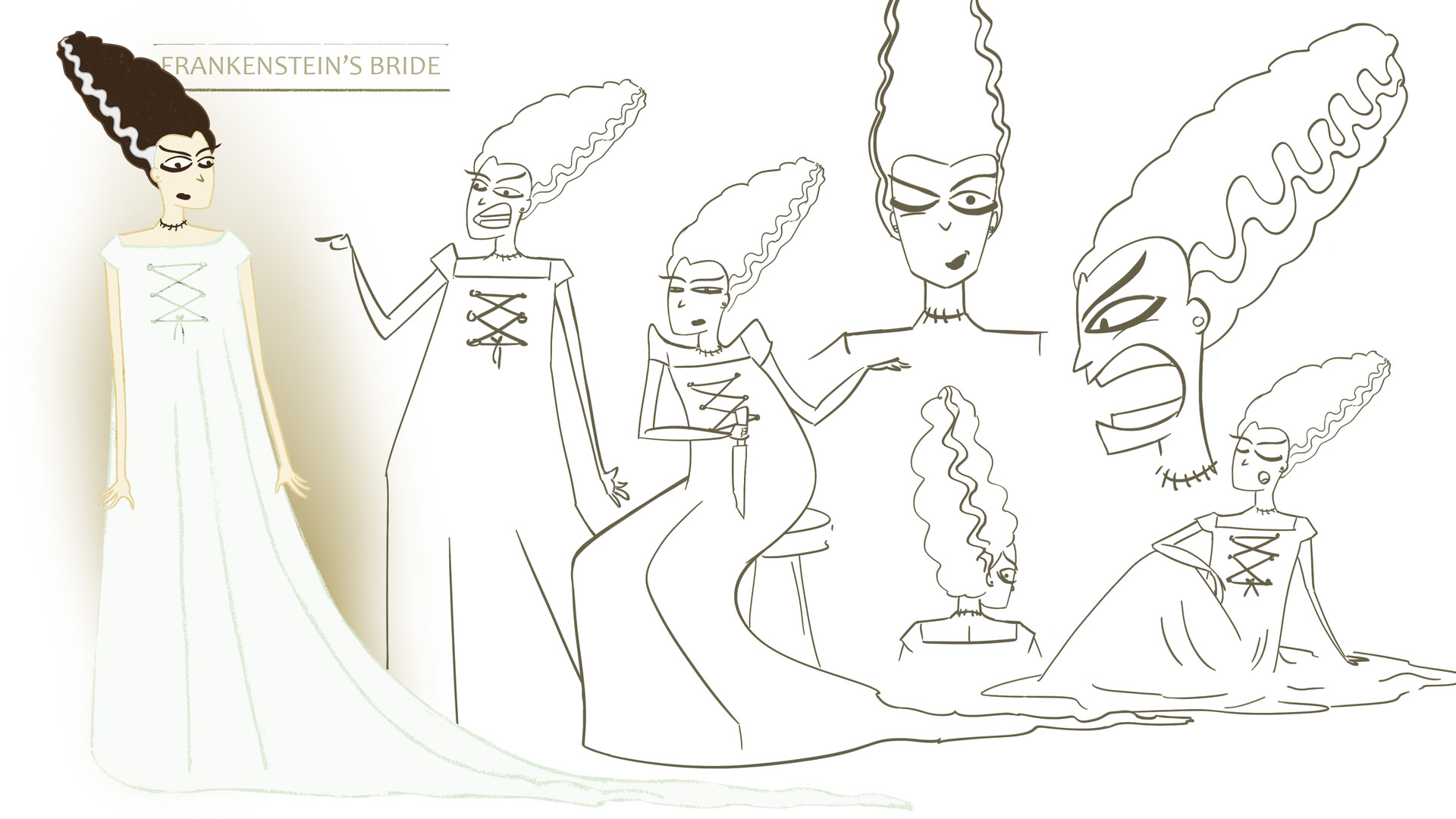 bride of frankenstein coloring pages