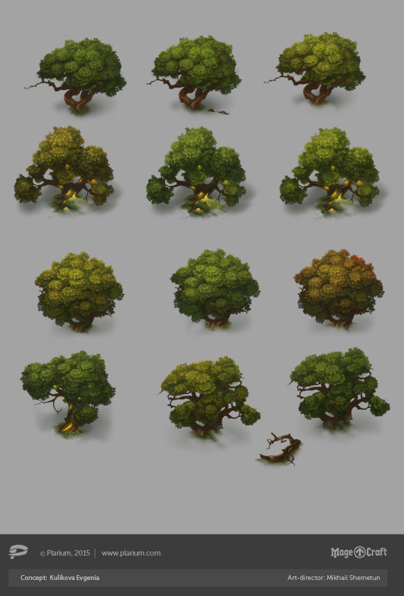 ArtStation - Concept of trees for a world map in a project "Magecraft"