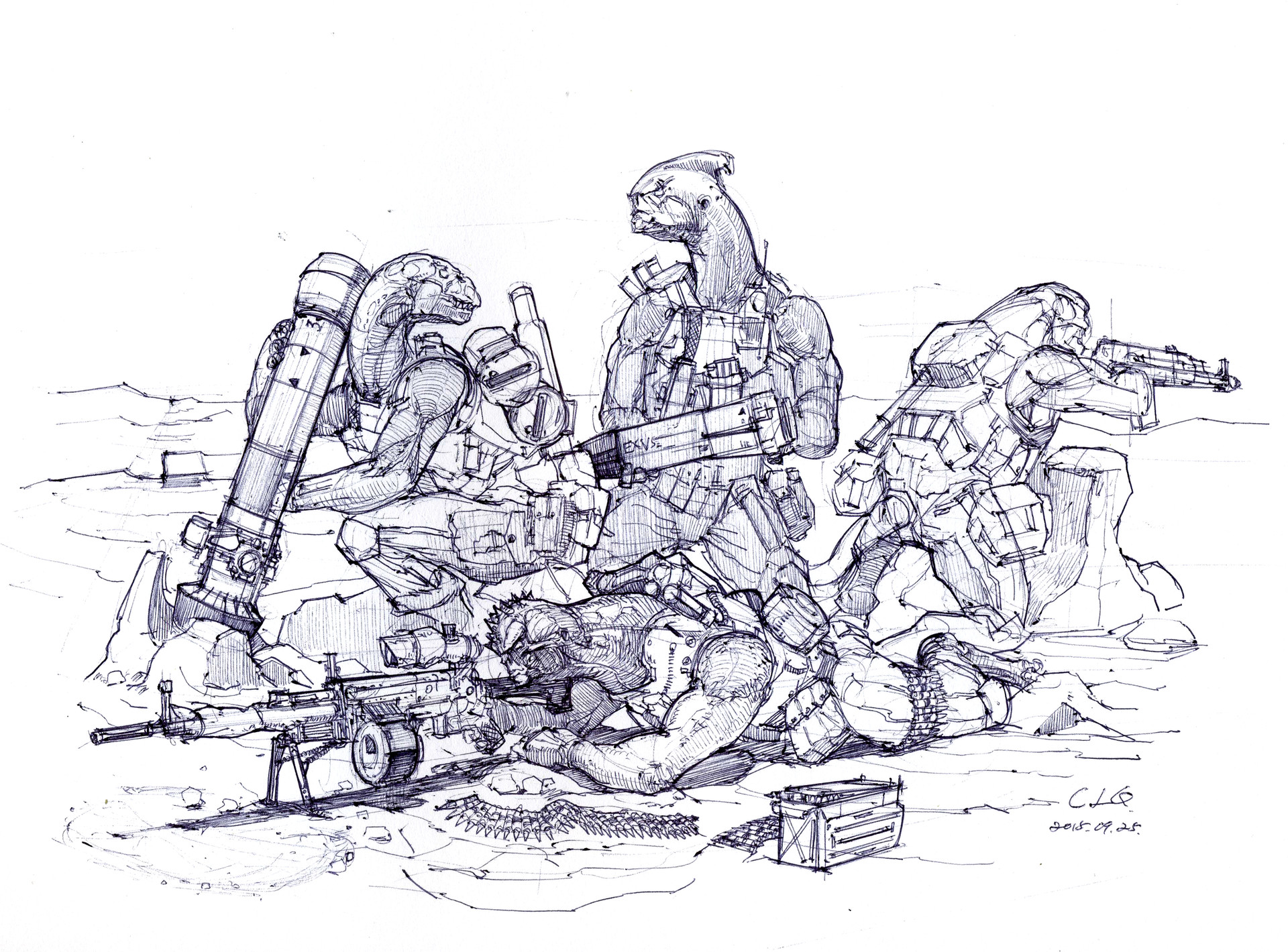 ArtStation - dinosaurs Soldier in Action