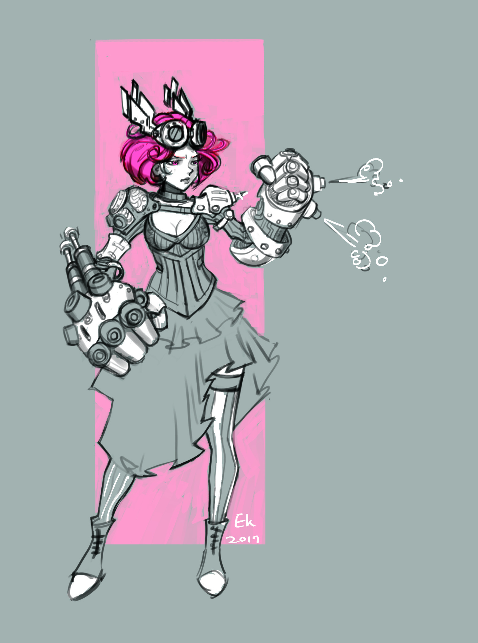 ArtStation - steampunk punching girl