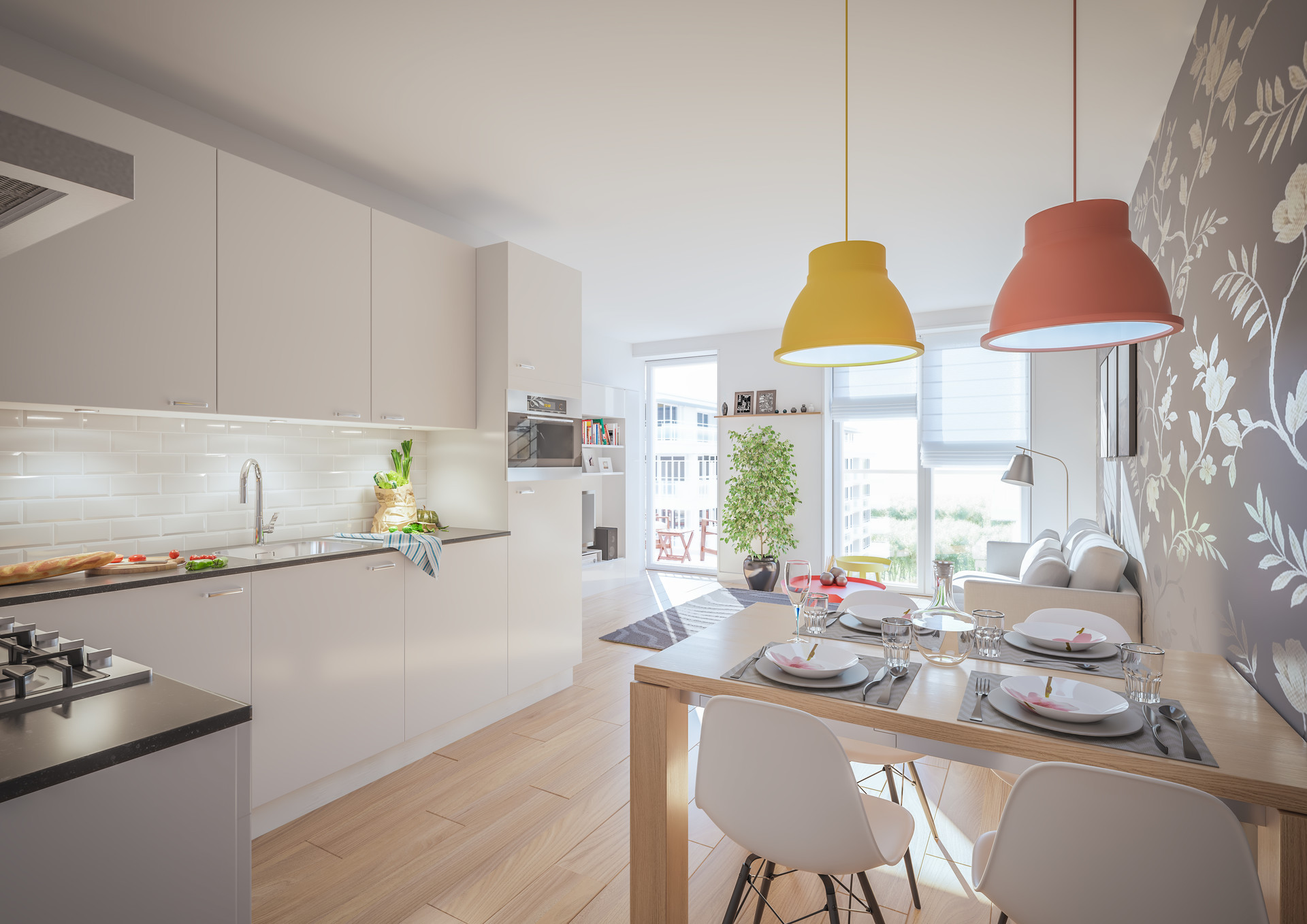 ArtStation - kitchen and livingroom