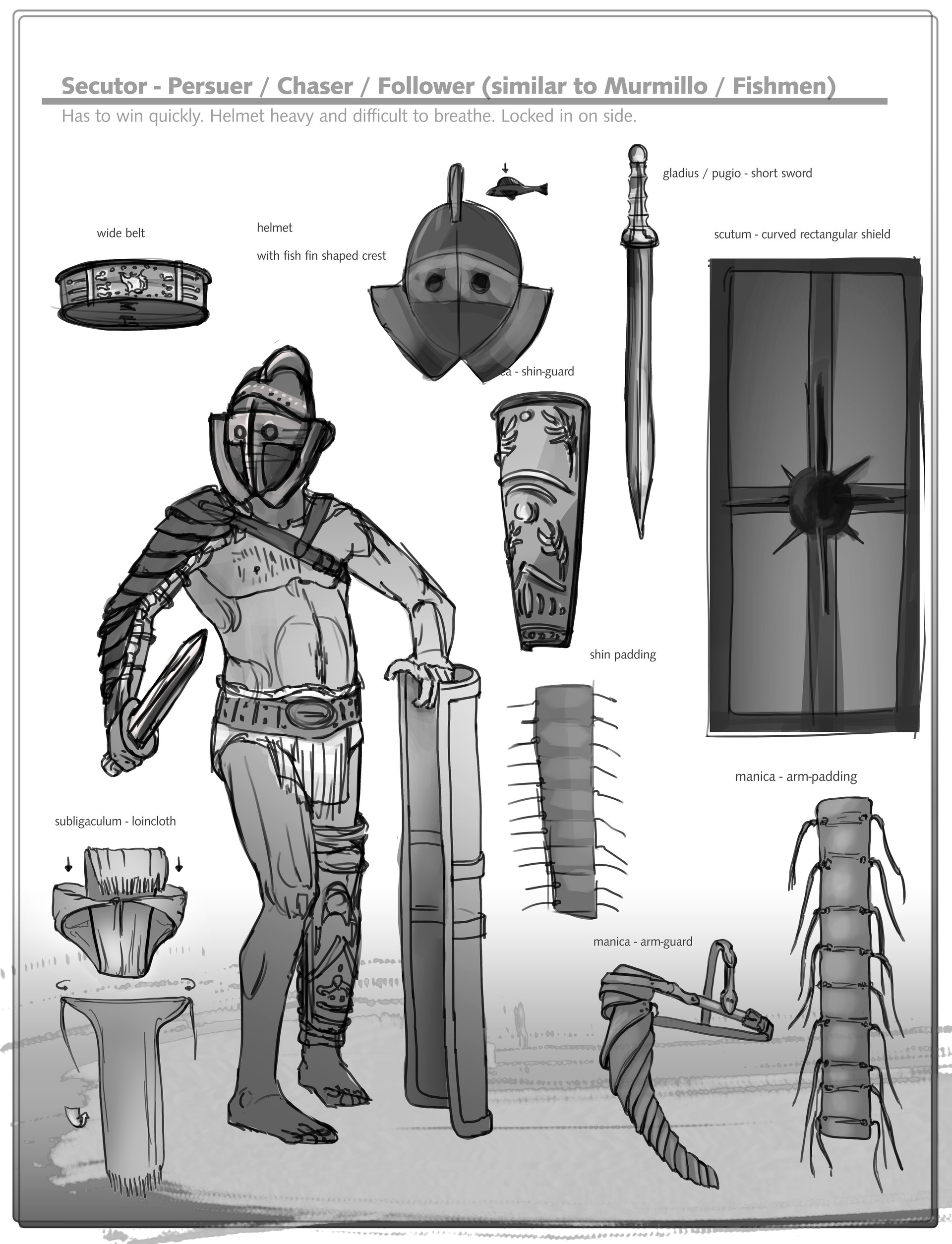 secutor gladiator drawing