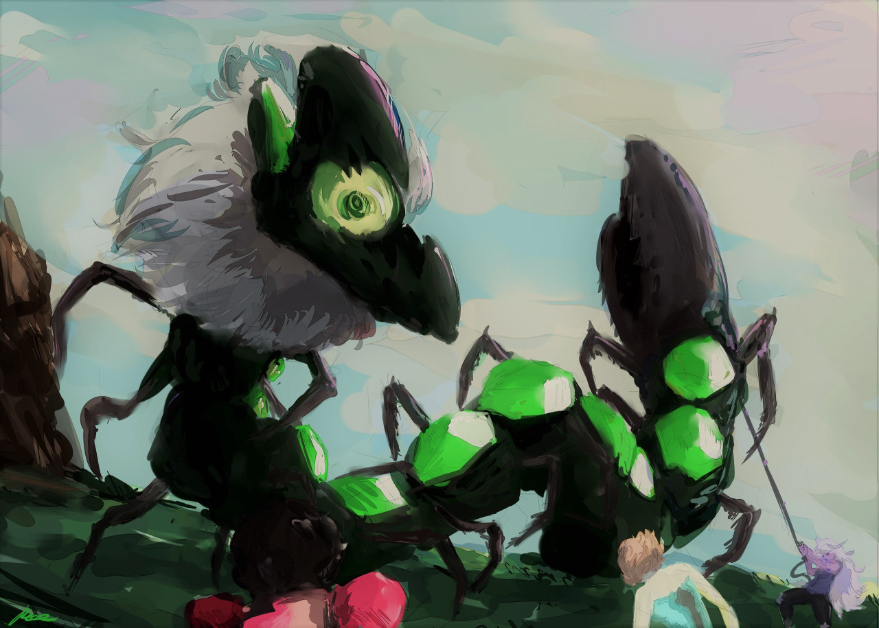 ArtStation - Crystal gems vs Mother Centipeetle Illustration