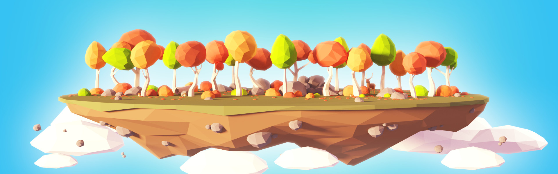 ArtStation - Low Poly Floating Forest