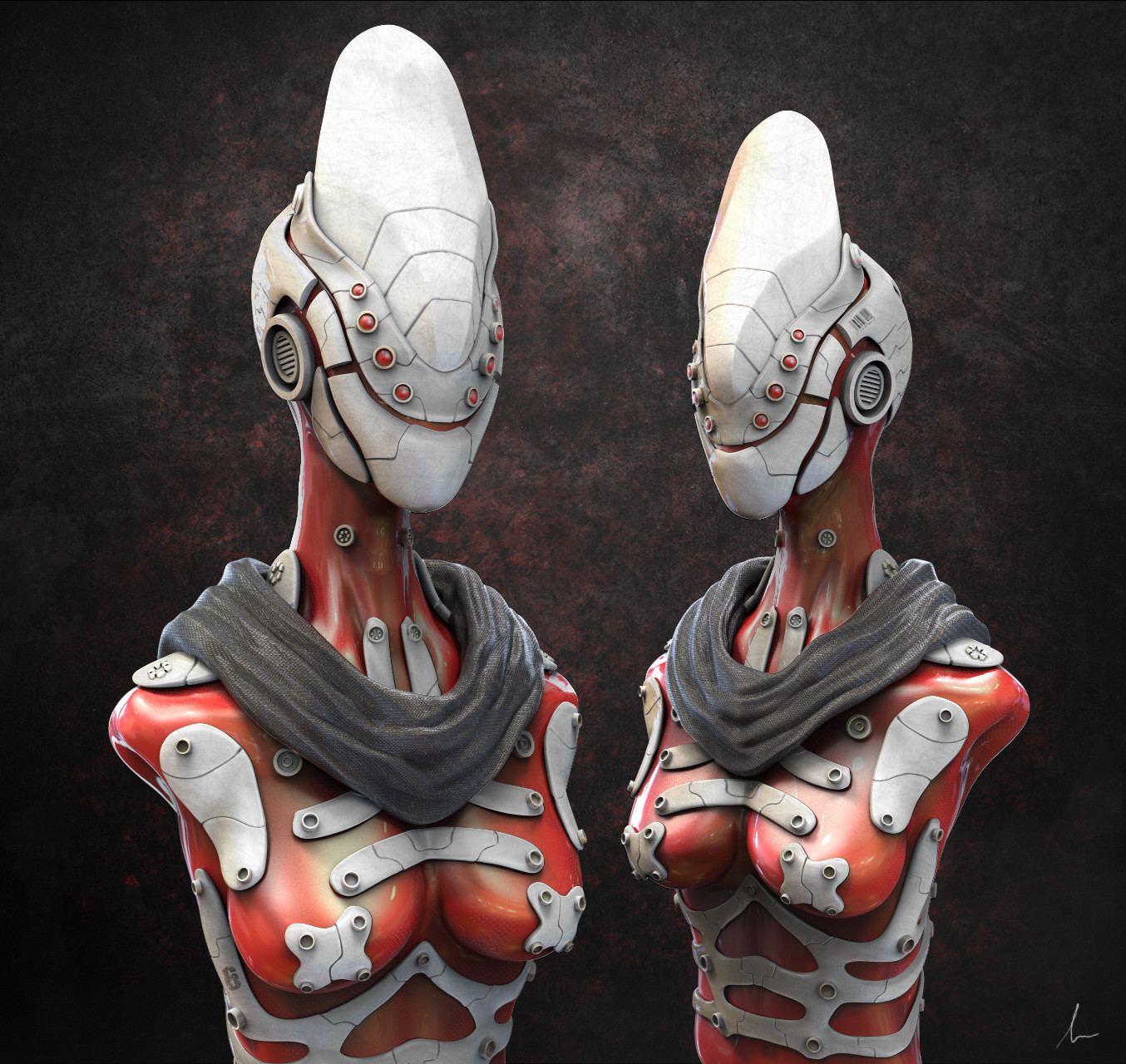 ArtStation - Red Cyborg Female