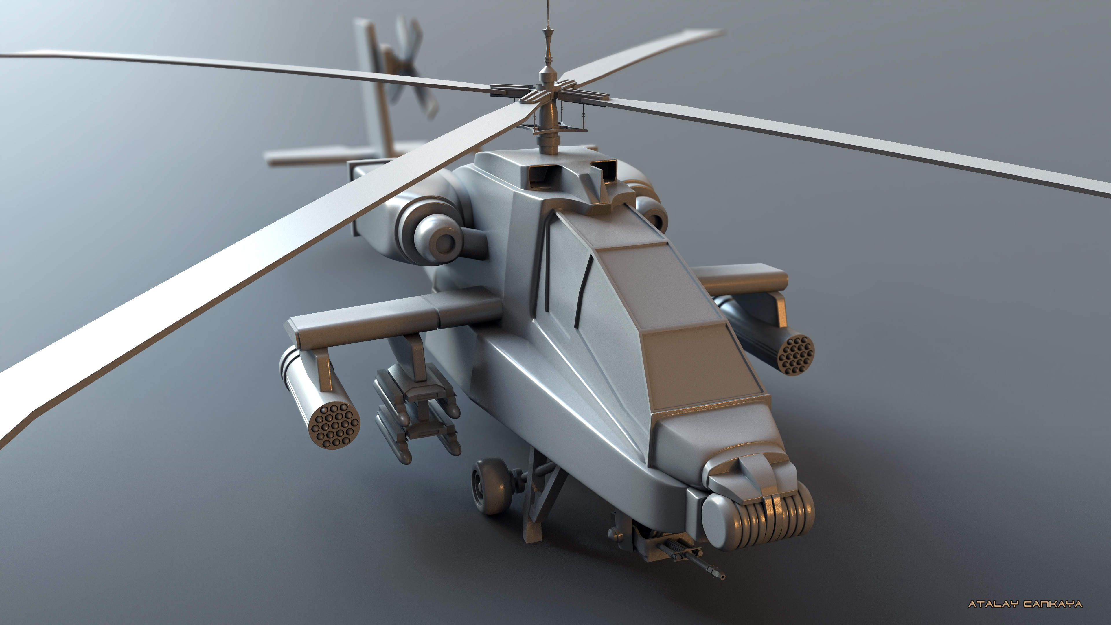 Atalay Cankaya - APACHE HELICOPTER - CLAY RENDERS