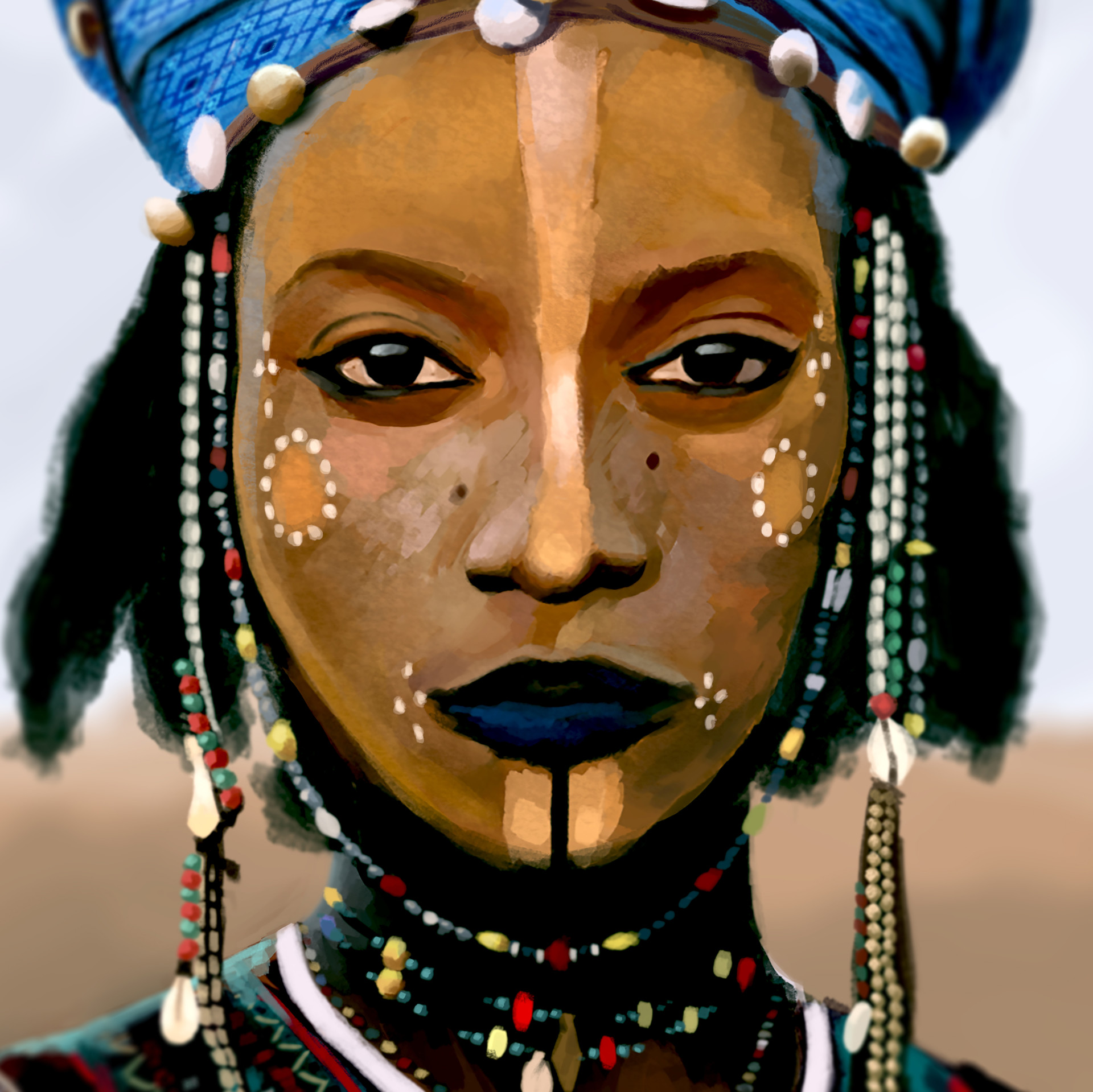African Woman Face Art