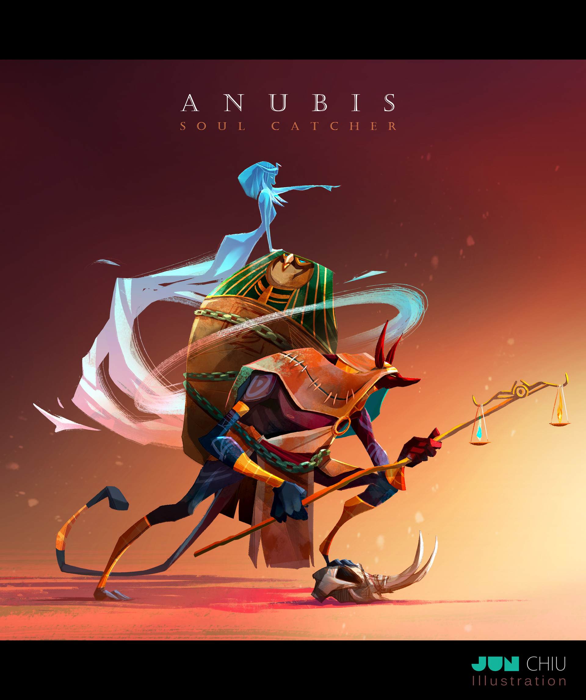 ArtStation - The soul catcher― Anubis and Cleopatra ghost