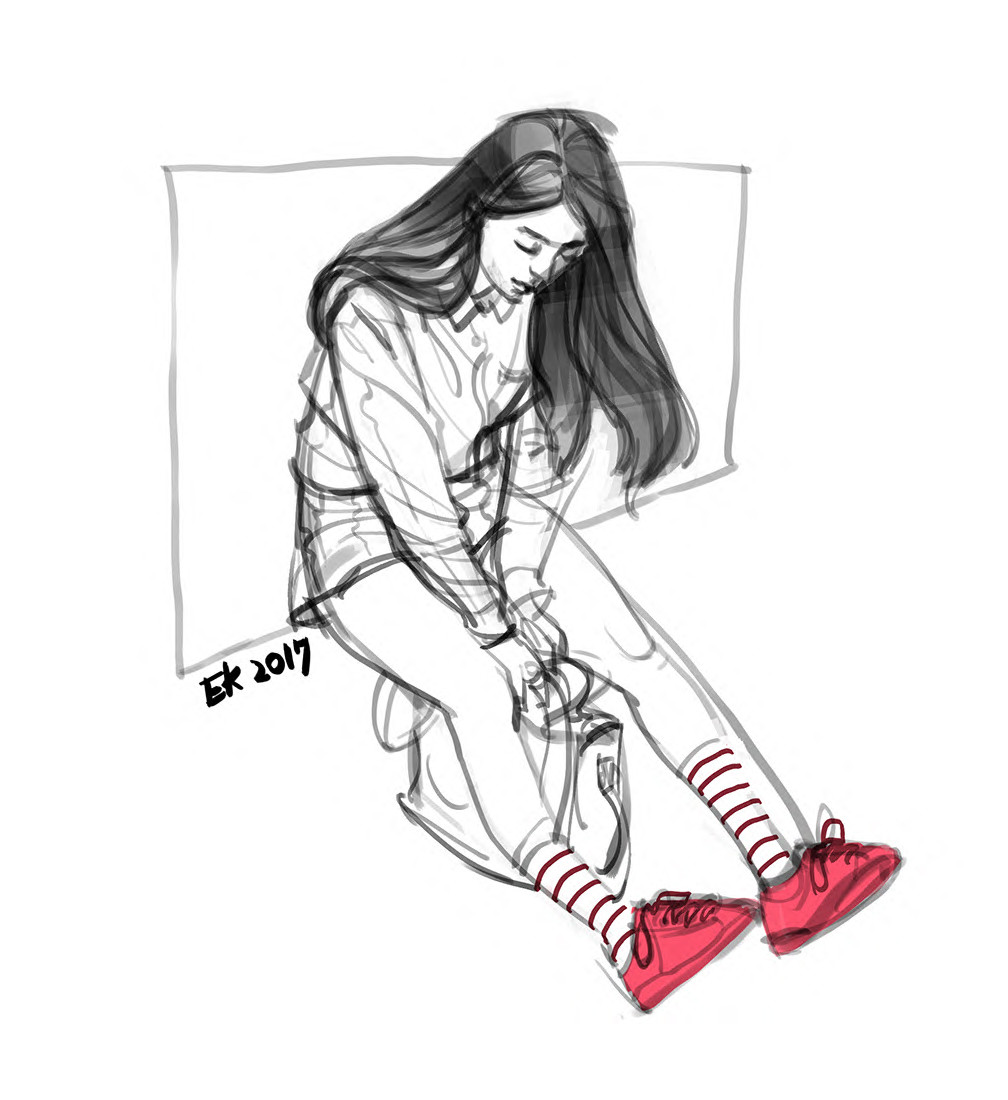 how to draw girl with shoes