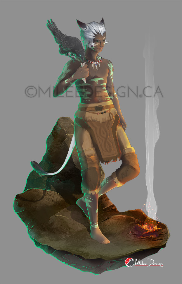 ArtStation - Final Fantasy XIV Commission : Miqo'te Shaman