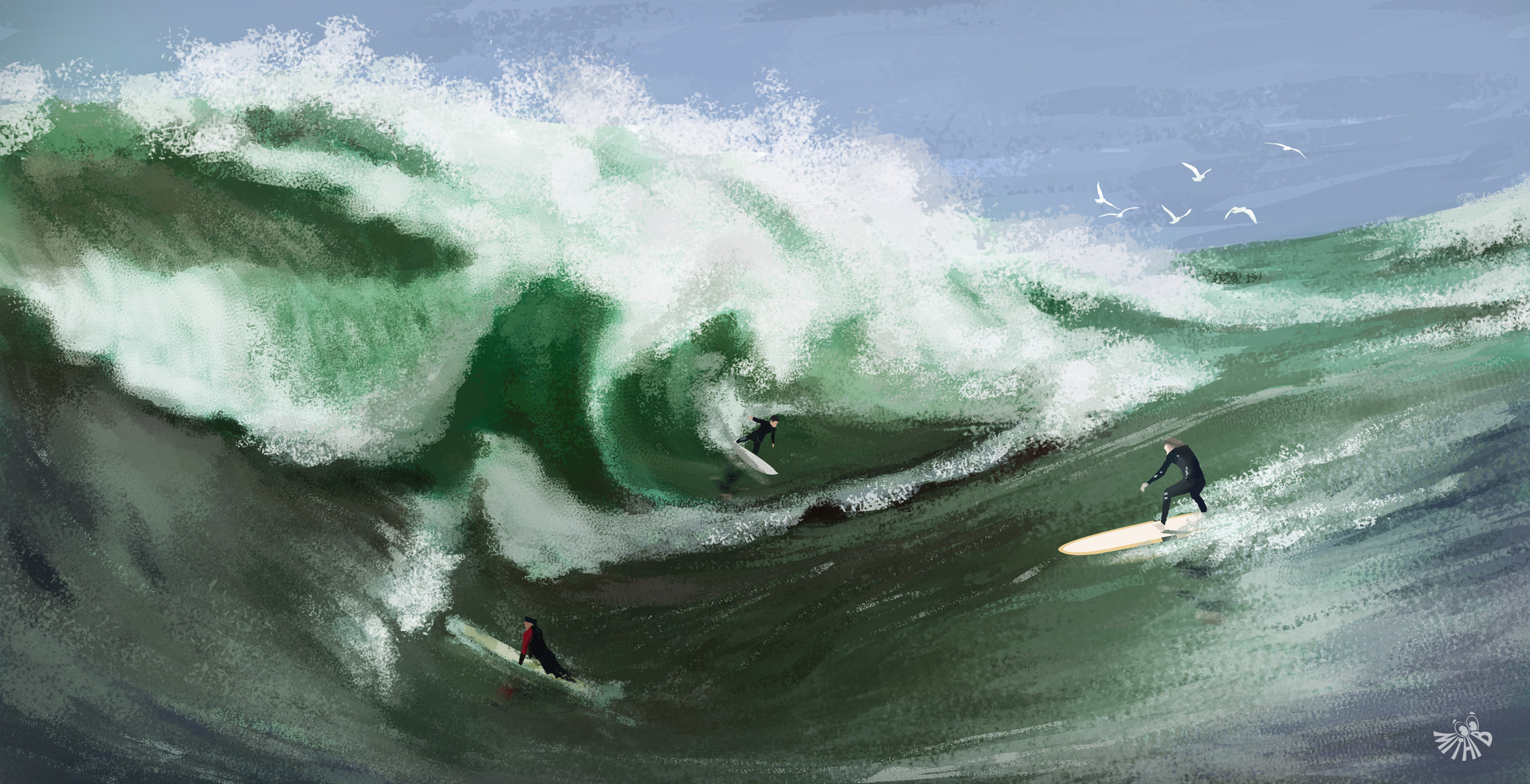 ArtStation - surfing illustration