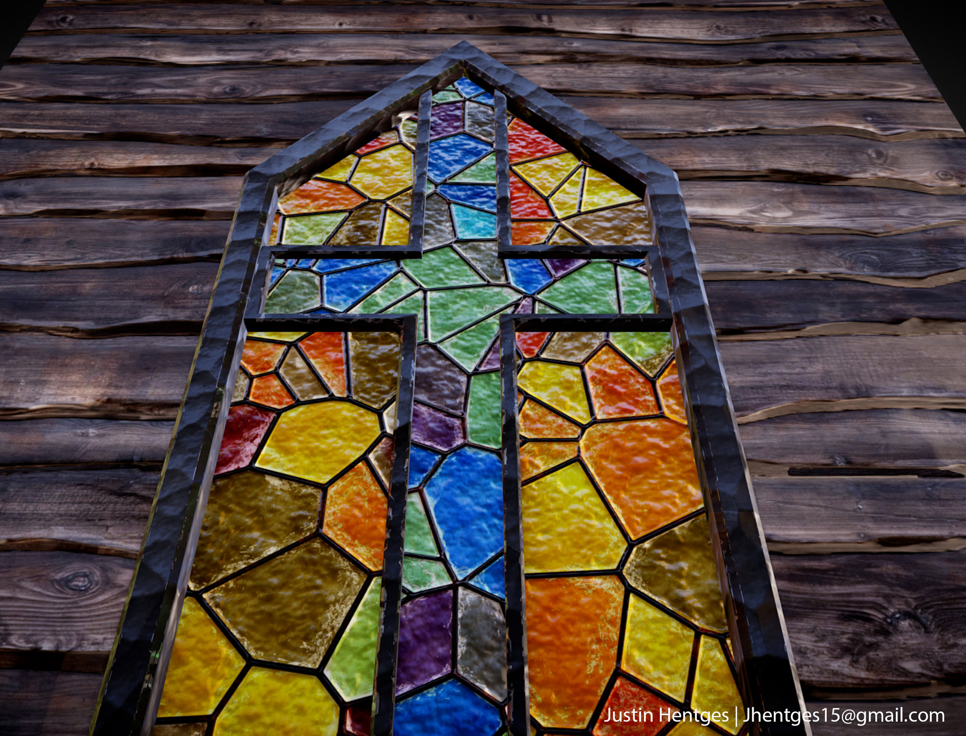 Justin Hentges - Old Stained Glass Window on an Old Church Wall