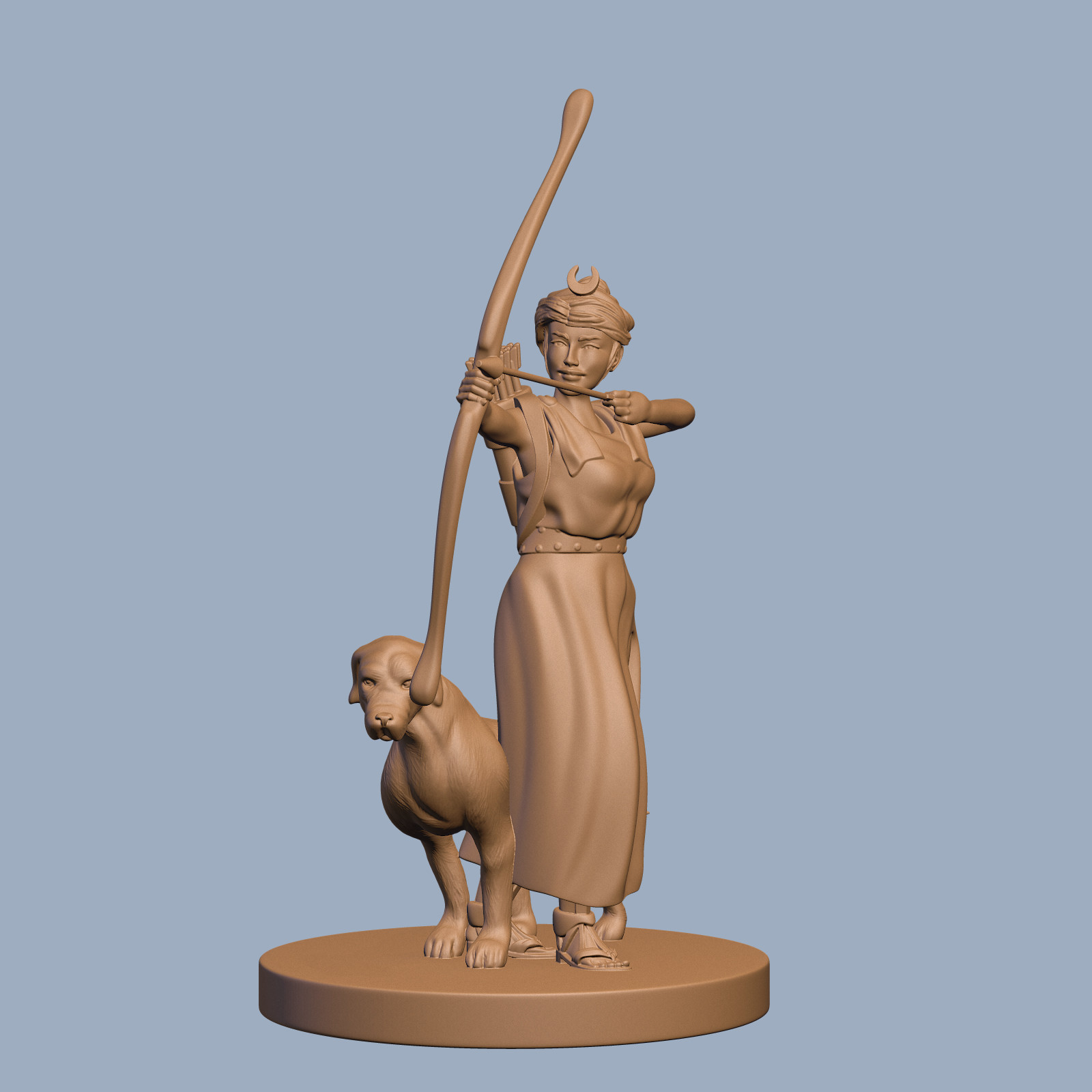 SteelWolf - 3D model for the board game - The Goddess of ARTEMIS and dog