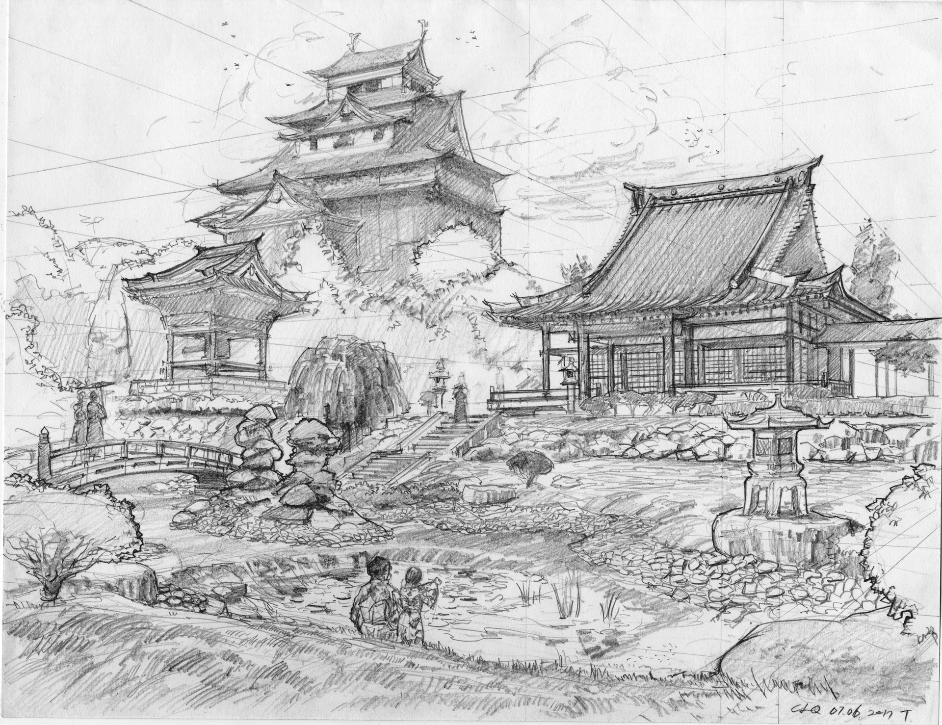 Longque Chen - Chinese arch style drawing