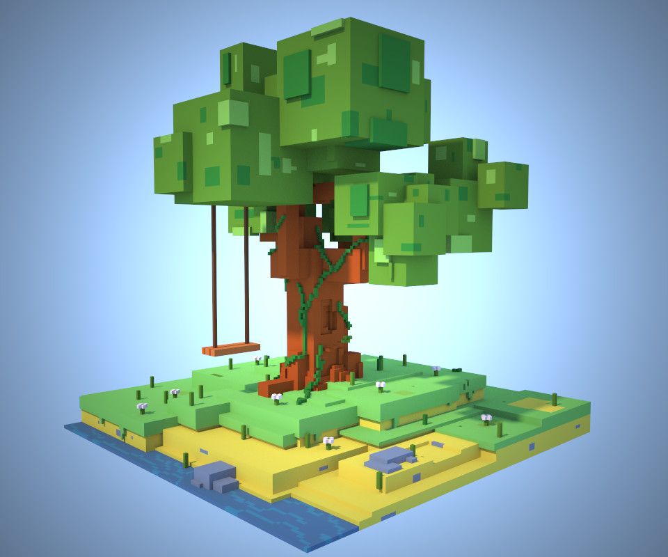 ArtStation - Voxel Tree, Mike Lumos